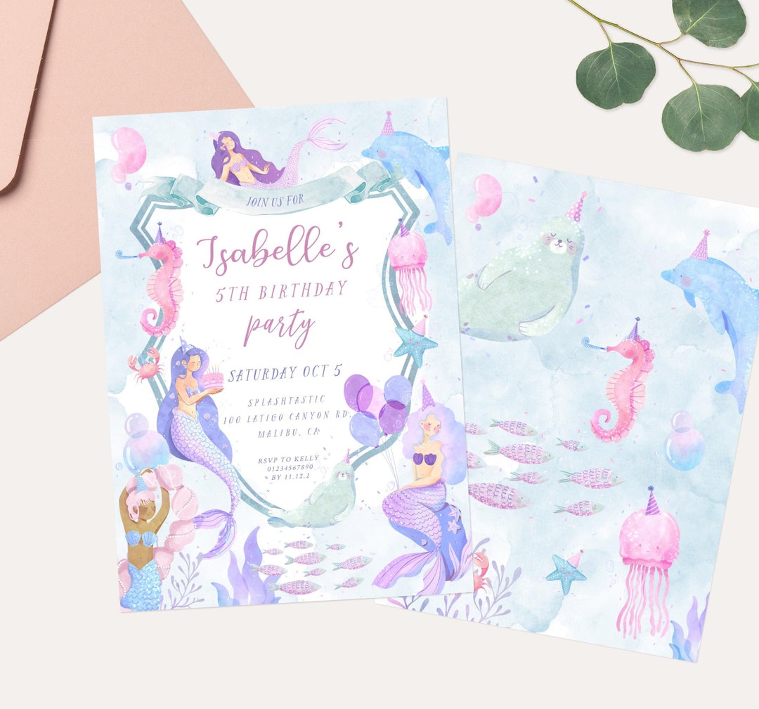 Mermaid Birthday Invitation | Underwater Invitation | Mermaid Baby ...