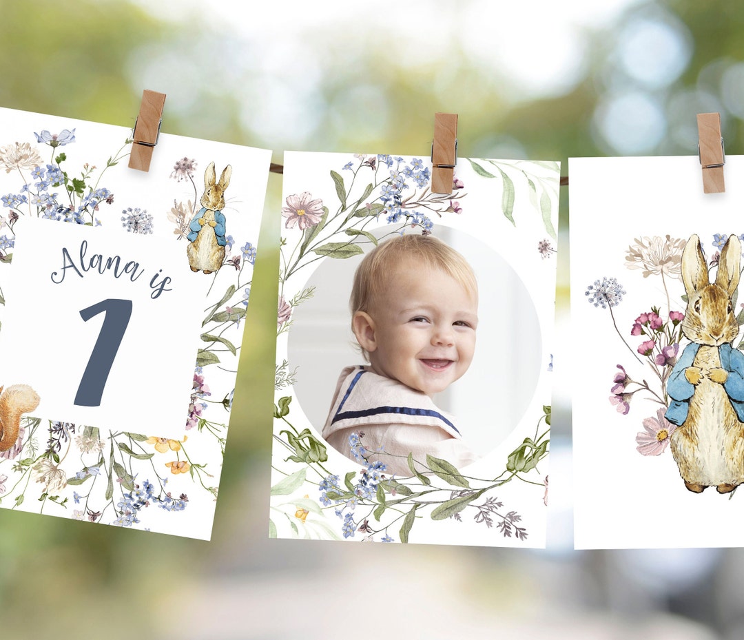 Peter Rabbit Birthday Banner | Floral Peter Rabbit Baby Shower Banner ...