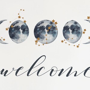 Moon Welcome Sign | Moon Baby Shower | Moon Birthday | Moon Phases ...