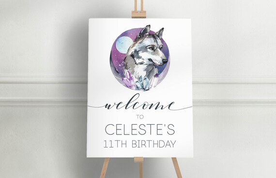 Wolf Boho Birthday Wolf Welcome Sign Wolf Crystal Birthday - Etsy