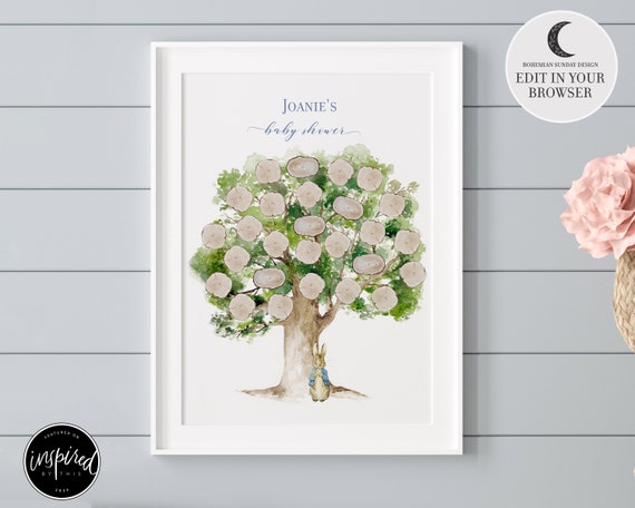 Peter Rabbit Guest Book Peter Rabbit Fingerprint Tree Guest | Etsy