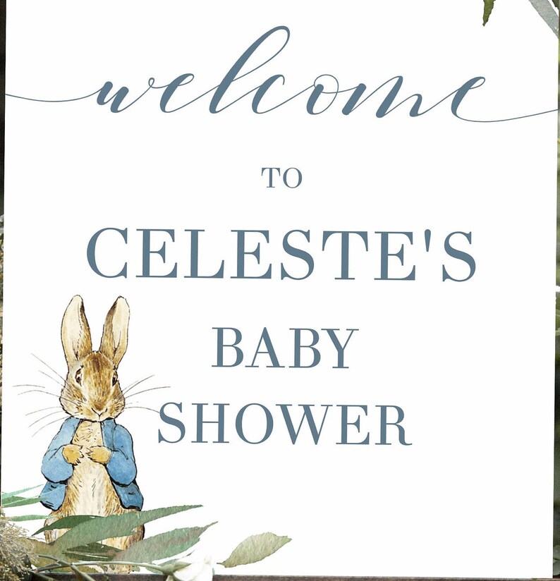 Peter Rabbit Welcome Sign Editable Peter Rabbit Baby Shower - Etsy