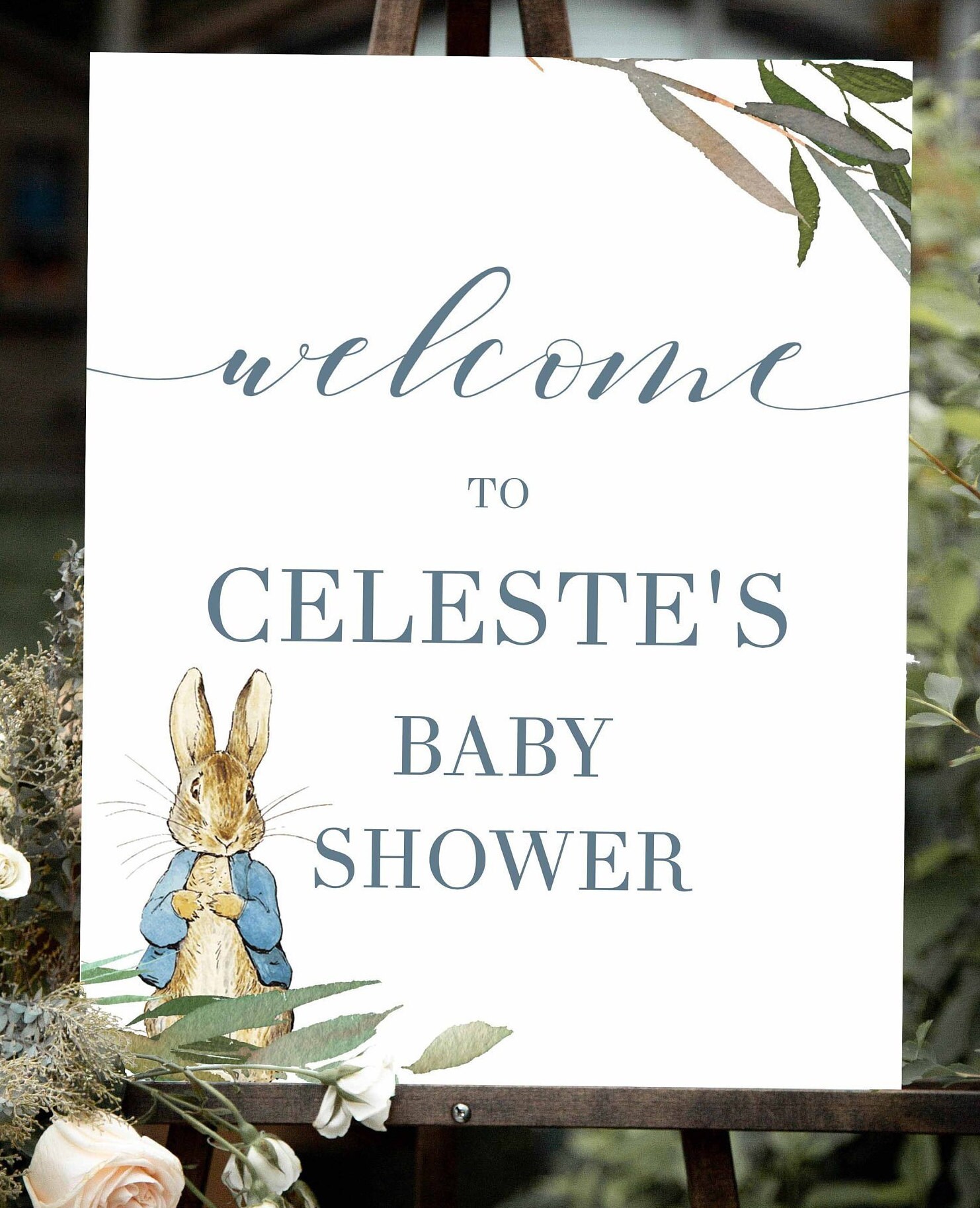 Peter Rabbit Welcome Sign Editable Peter Rabbit Baby Shower - Etsy