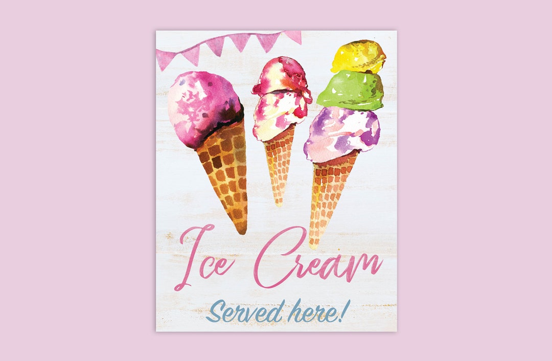 Printable Ice Cream Sign Ice Cream Bar Parlor PDF Ice-cream Party ...