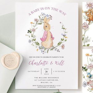 Flopsy Rabbit Baby Shower Invitation Set | Flopsy Rabbit Book Request ...