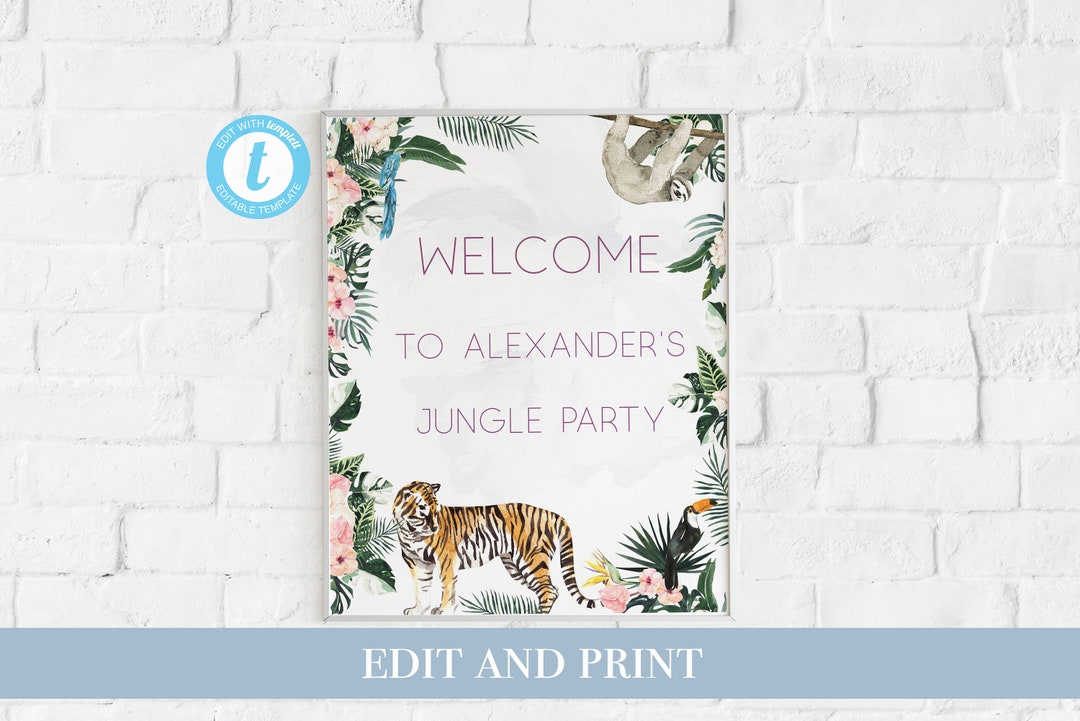 Editable Jungle Sign | Jungle Welcome Sign | Rainforest Party Sign ...