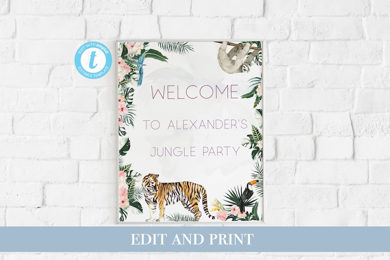 Editable Jungle Sign | Jungle Welcome Sign | Rainforest Party Sign ...