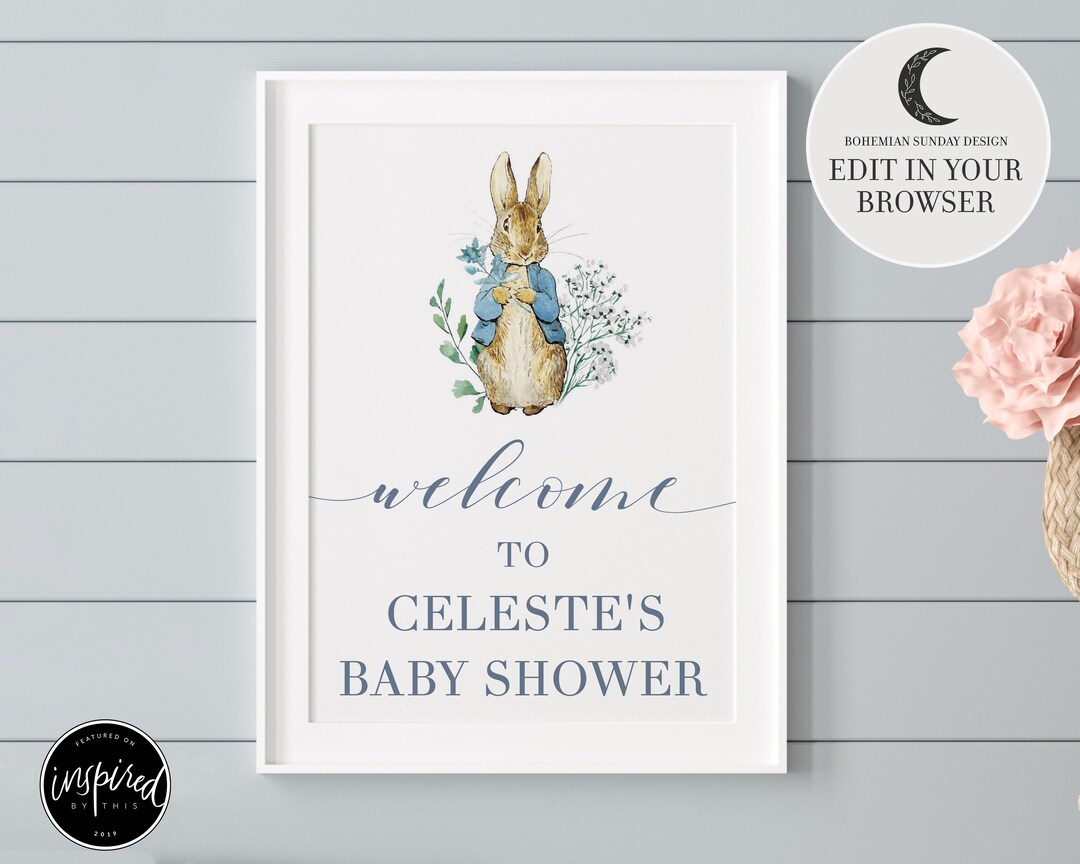 Peter Rabbit Welcome Sign | Digital Peter Rabbit Baby Shower Sign ...