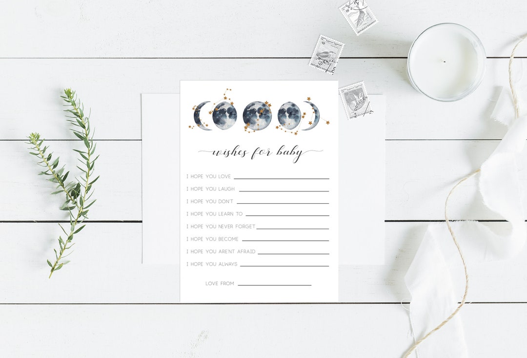 Moon Baby Shower Game | Moon Wishes for Baby | Celestial Baby Shower ...