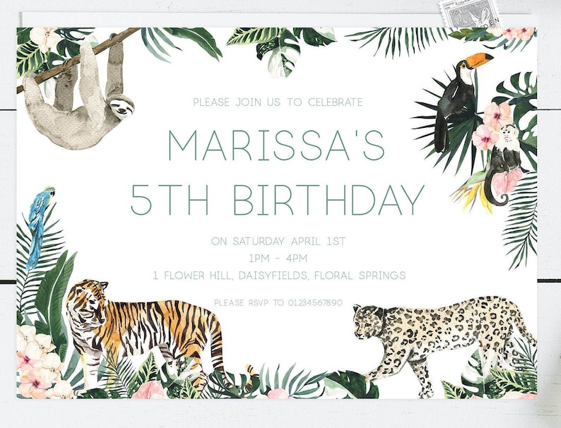 Rainforest Birthday Invitation, Editable Jungle Birthday, Jungle Theme ...