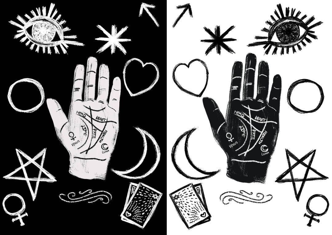 Moon Stars Celestial Fortune Teller Clipart Pastel Download for Card ...