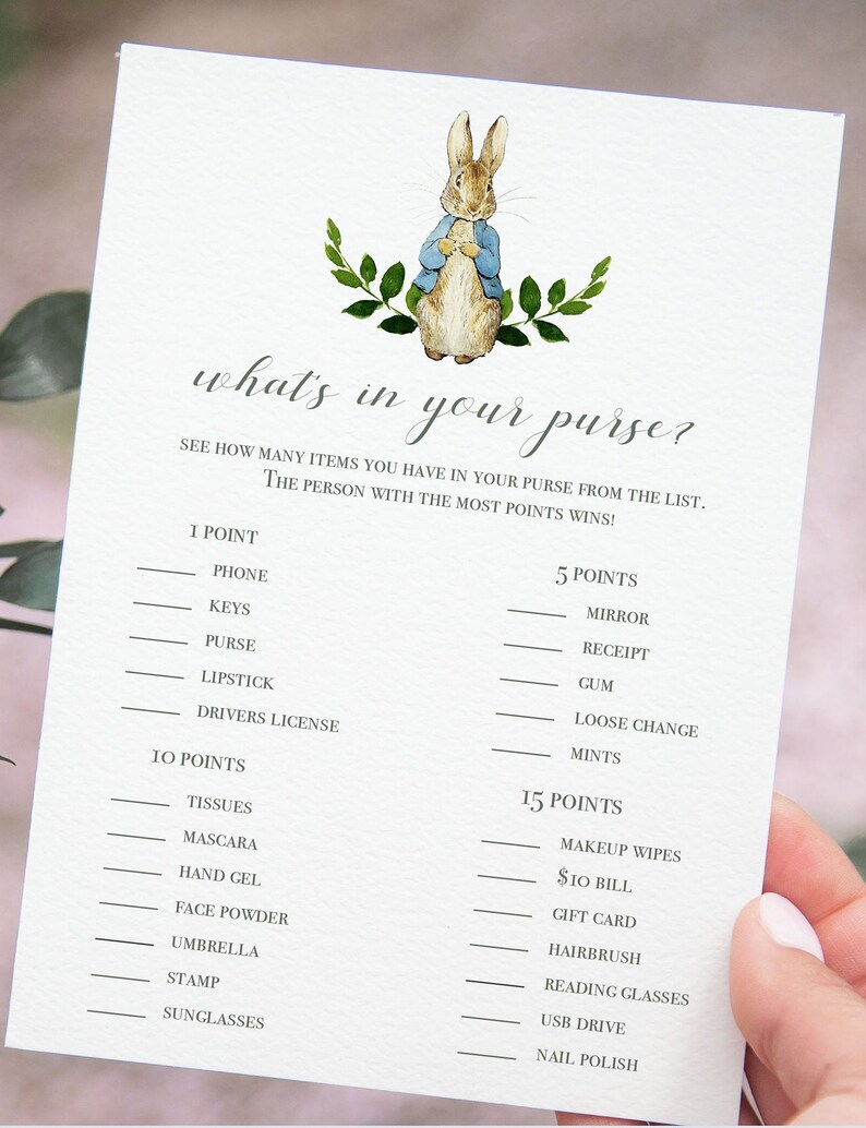 Peter Rabbit Baby Shower Game Peter Rabbit What's in - Etsy UK