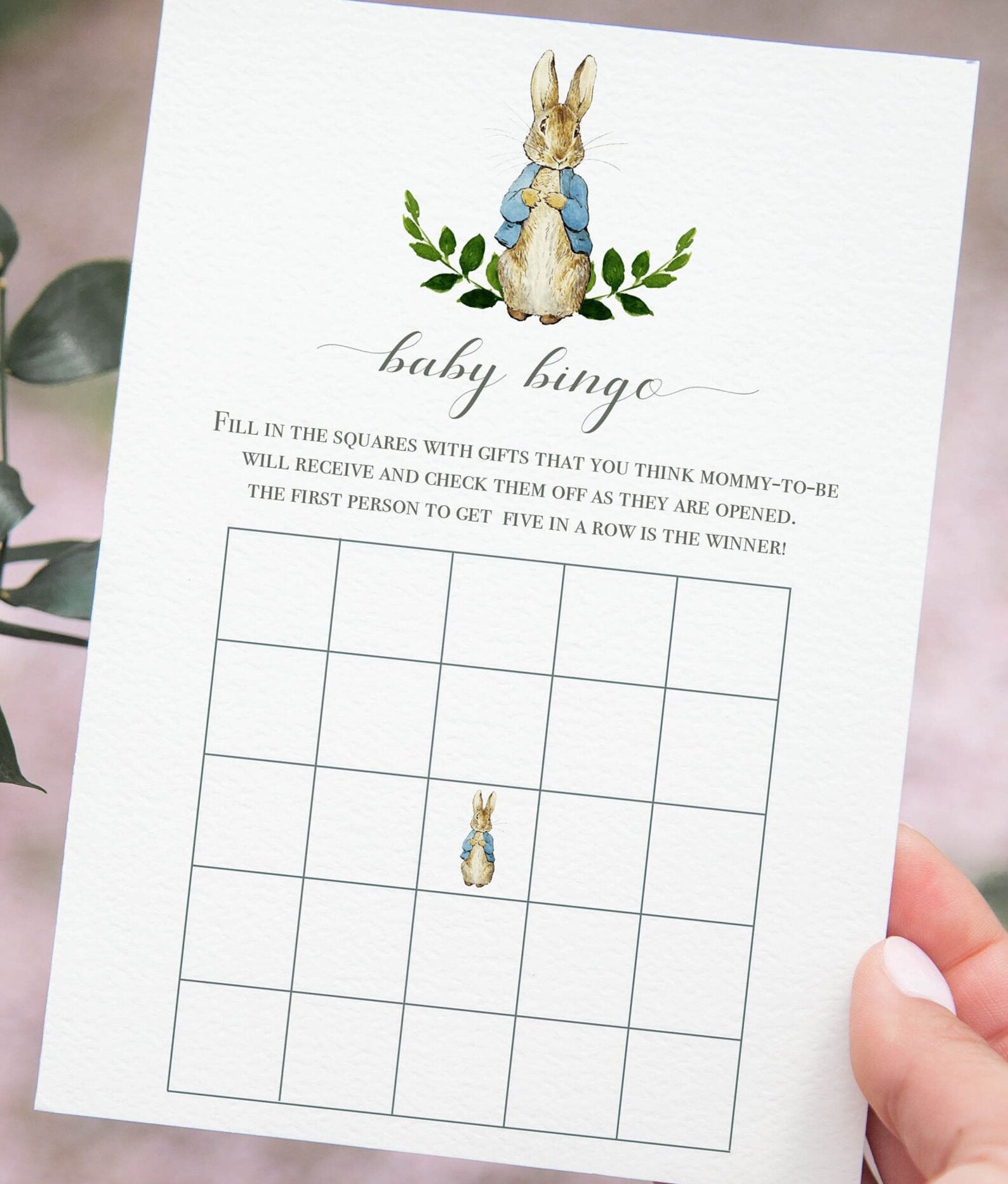 Minimal Peter Rabbit Baby Shower Peter Rabbit Bingo Rabbit | Etsy