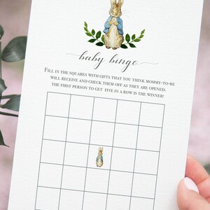 Minimal Peter Rabbit Baby Shower | Peter Rabbit Bingo | Rabbit Baby ...