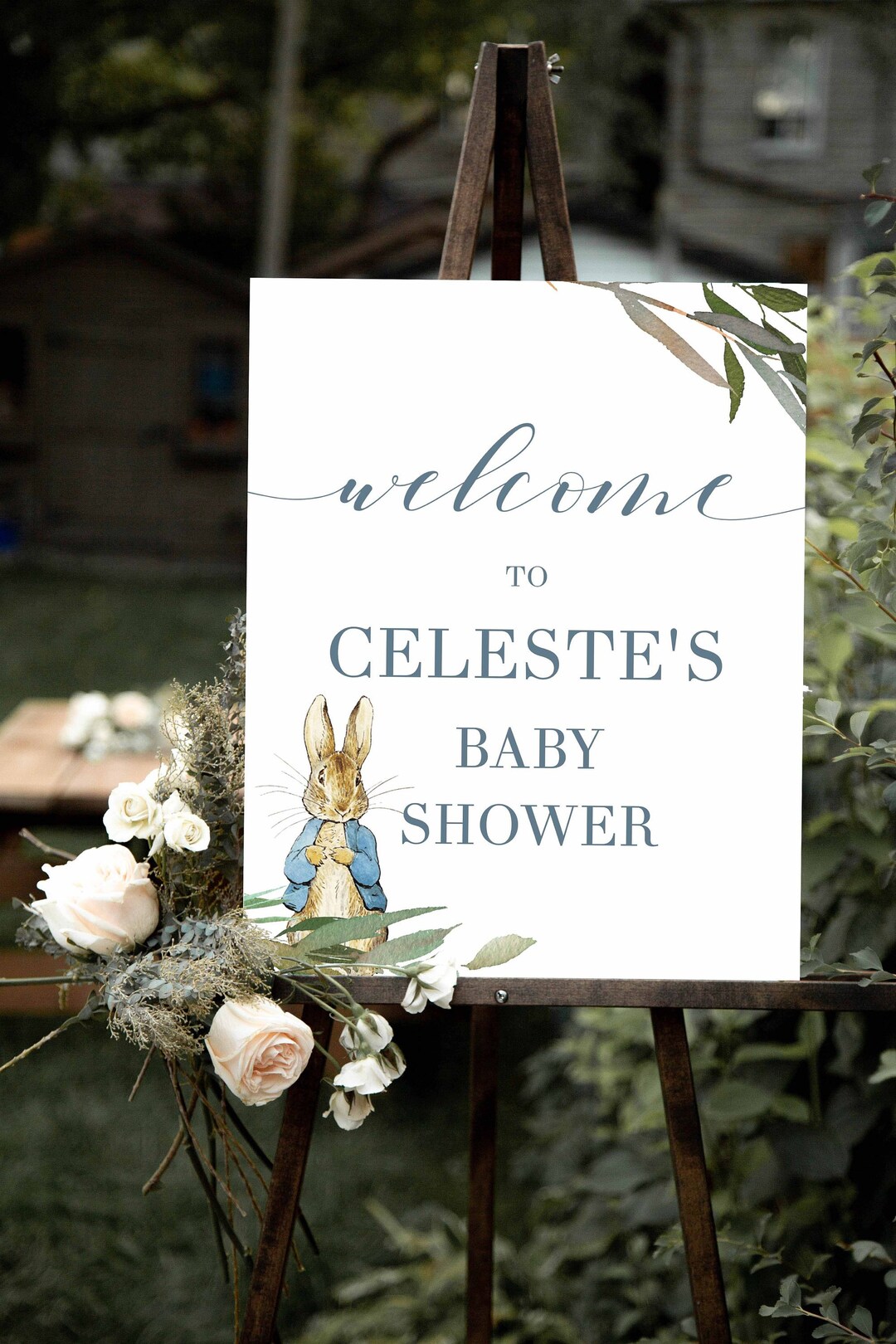 Peter Rabbit Welcome Sign Editable | Peter Rabbit Baby Shower Sign ...