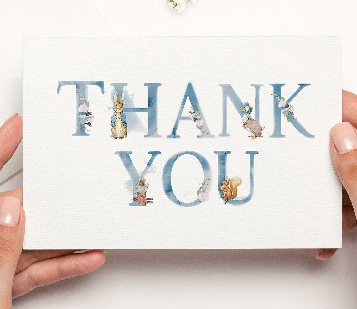 Peter Rabbit Thank You Card Peter Rabbit Birthday Rabbit - Etsy