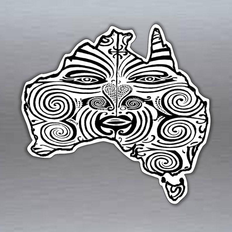 Maori Moko Face in Australian Map Vinyl Sticker for Kiwis New - Etsy