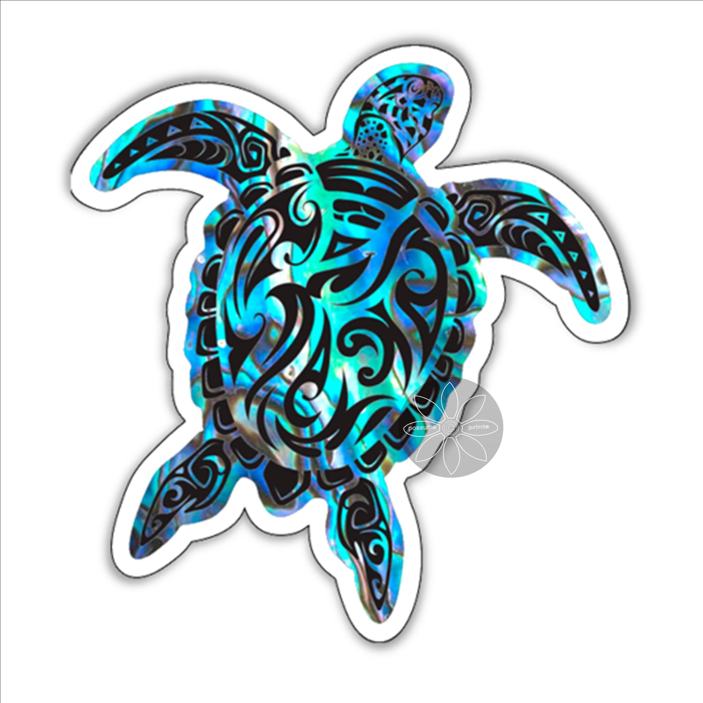 Sea turtle vinyl sticker tribal paua abalone colors laptop | Etsy