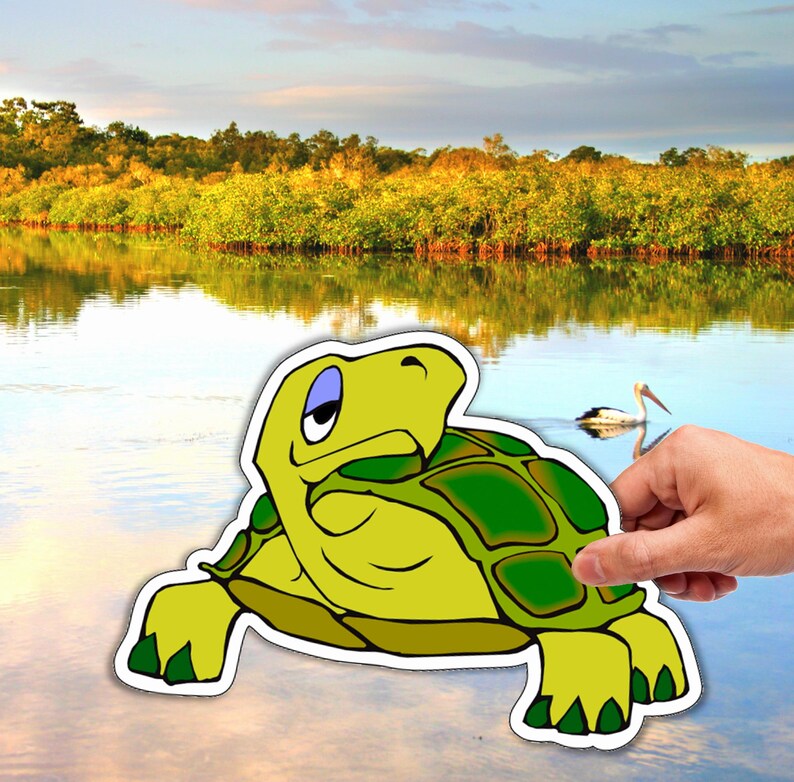 Green Turtle Vinyl Sticker Sea Turtles Laptop Stickers - Etsy