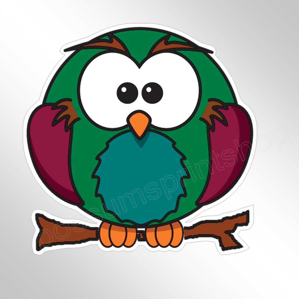 Handsome Green and Blue Owl Sticker Decal. Cute and Funny - Etsy Australia