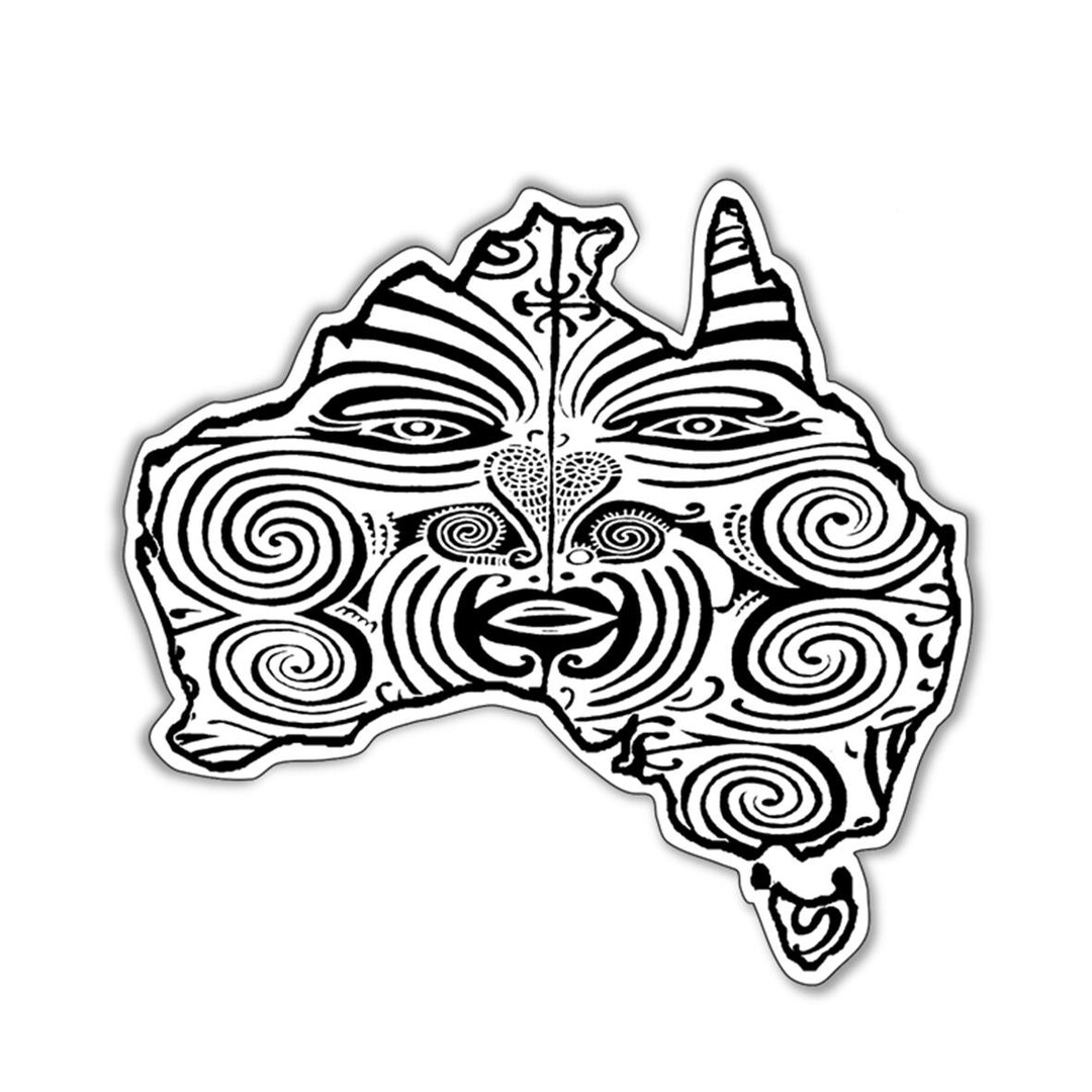 Maori Moko Face in Australian Map Vinyl Sticker for Kiwis New - Etsy