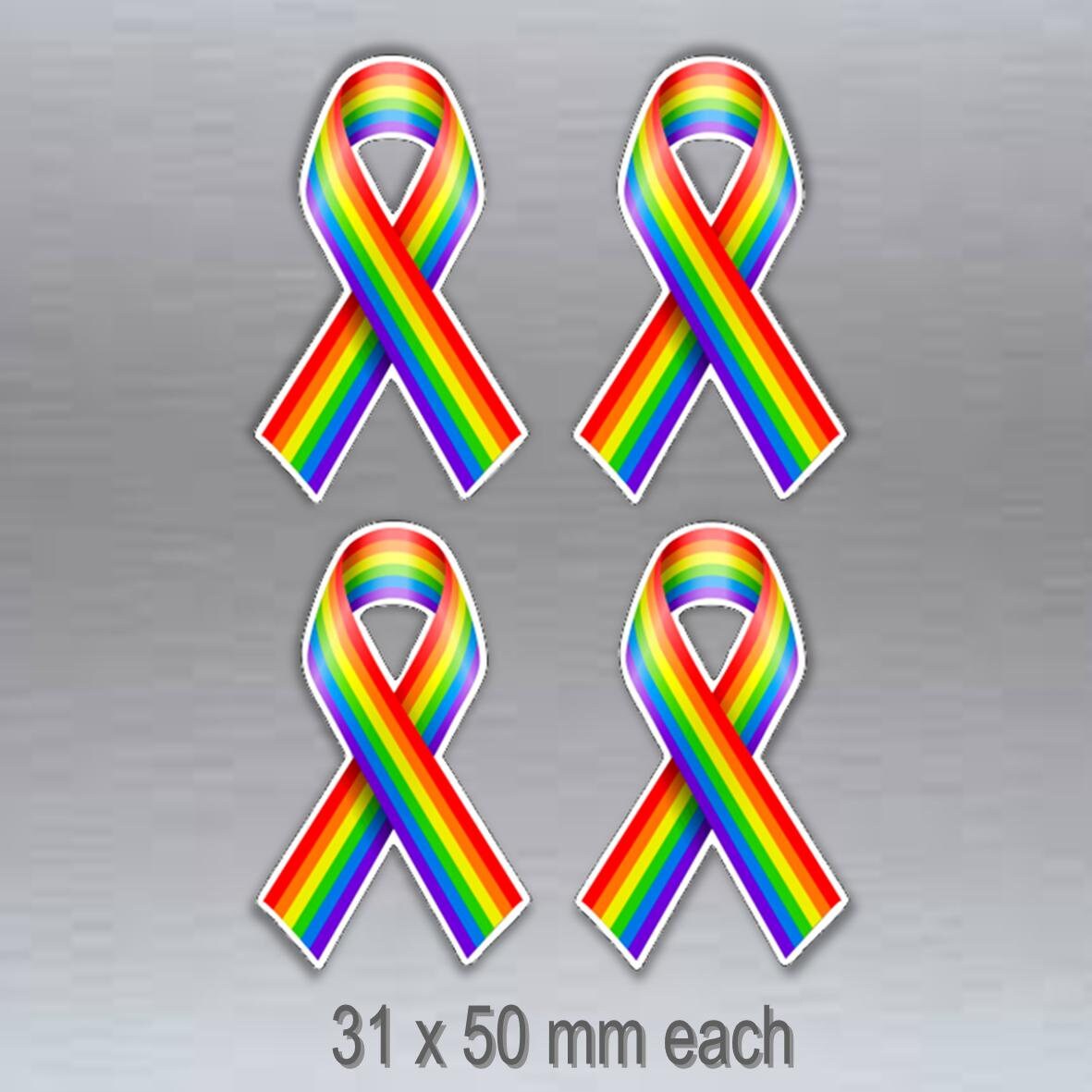 4 small rainbow flag ribbon 50 mm vinyl stickers set of 4 gay | Etsy
