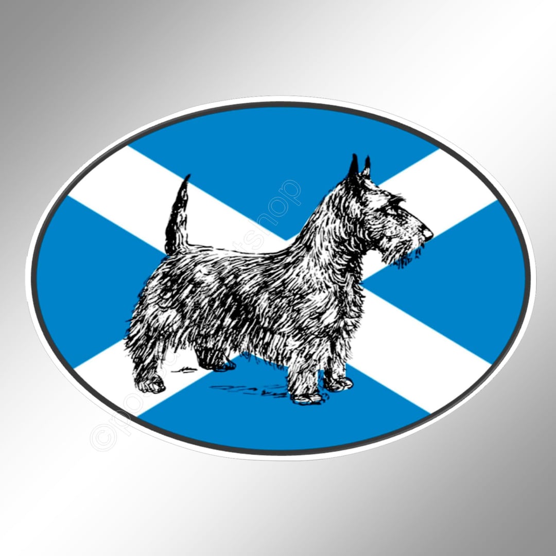Vinyl Sticker Scottie Dog / Scottish Terrier, With the Flag of Scotland ...