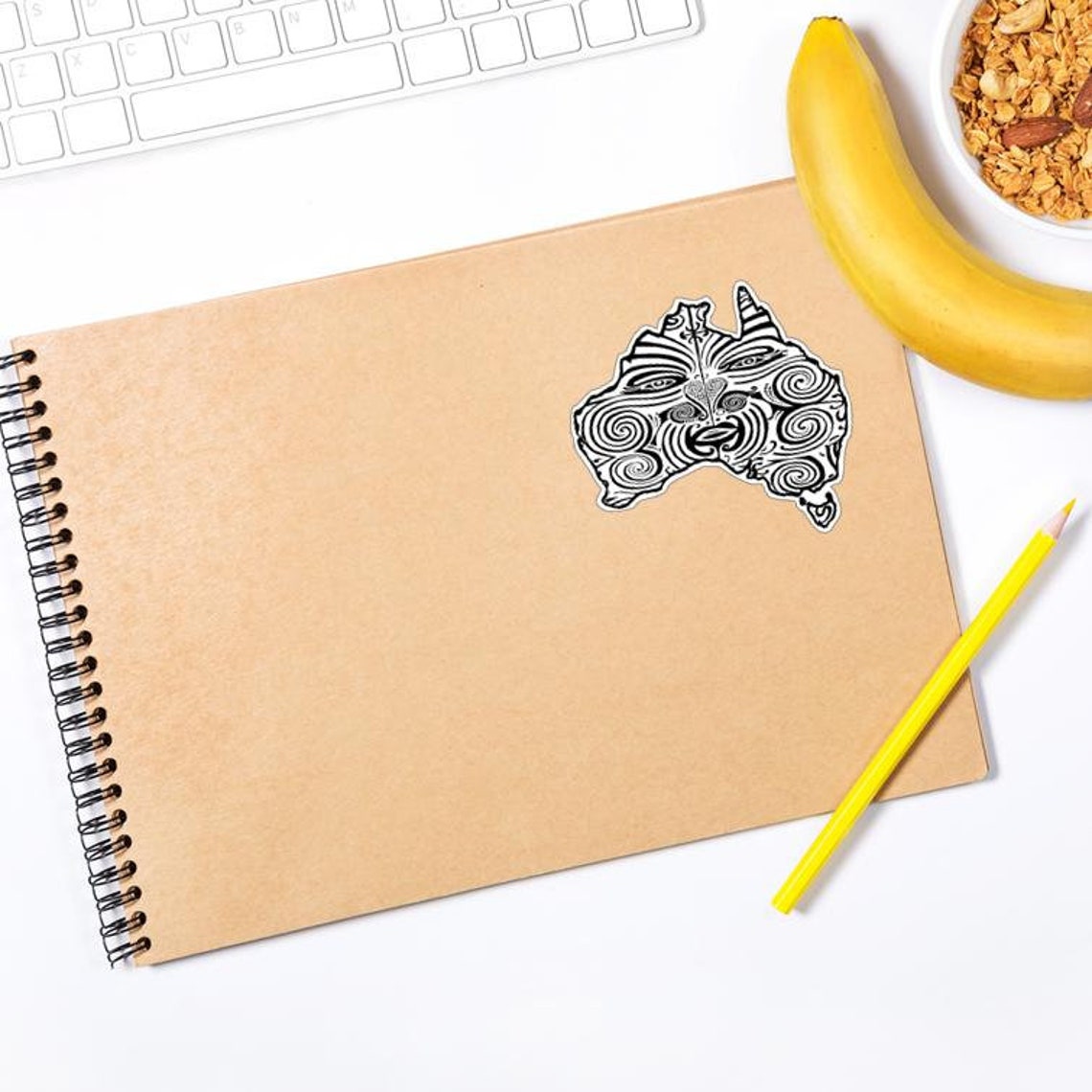 Maori Moko Face in Australian Map Vinyl Sticker for Kiwis New | Etsy