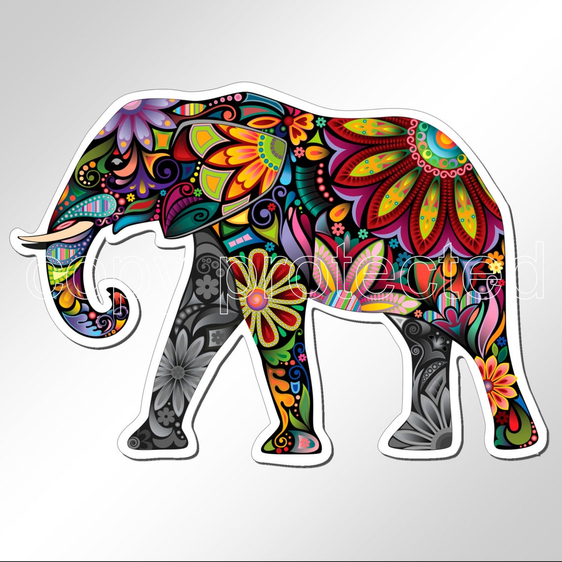 Elephant Colorful Vinyl Stickers / Car Sticker / Laptop | Etsy