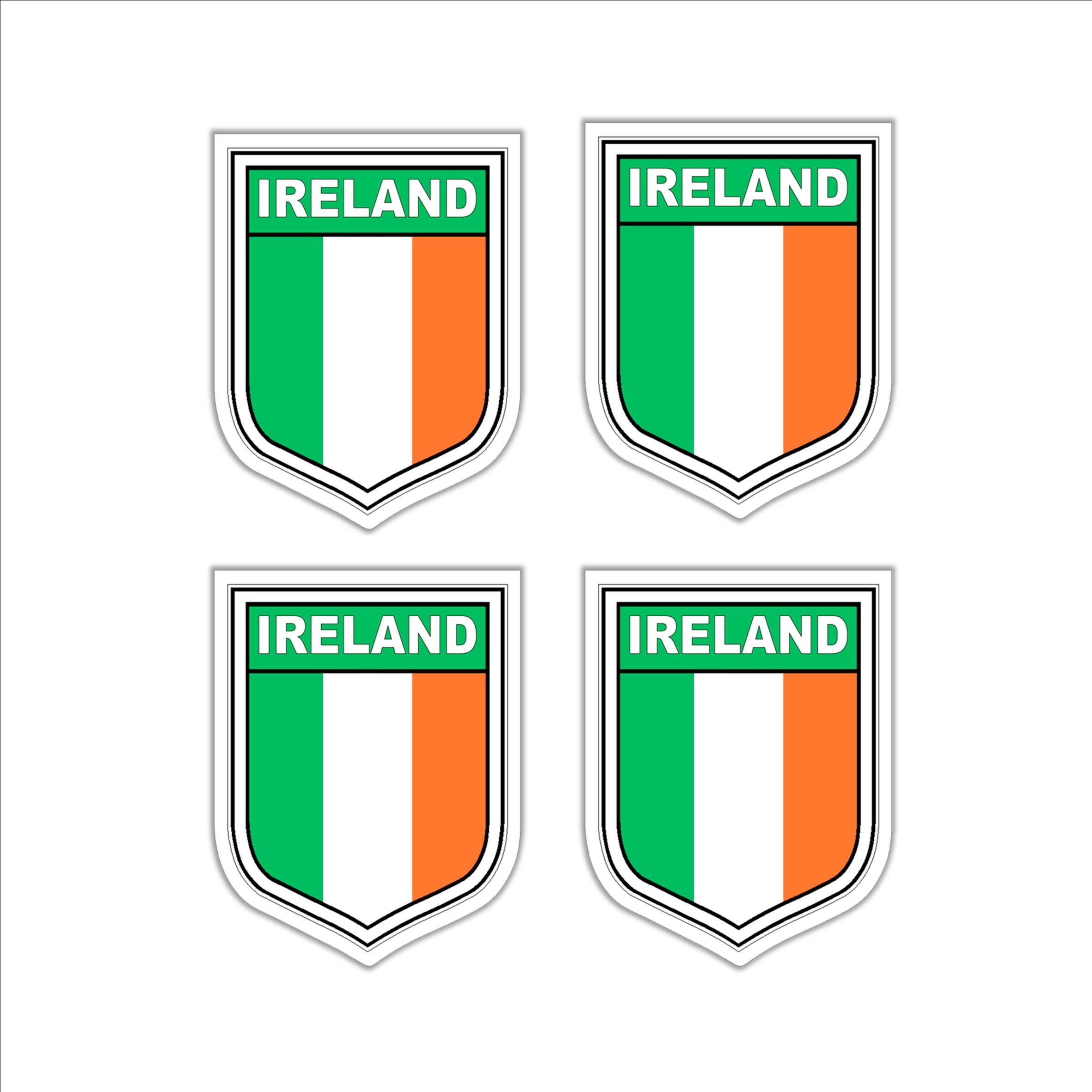 Irish Vinyl Stickers X 4 Flag of Ireland in Shield 39 X 50 Mm | Etsy