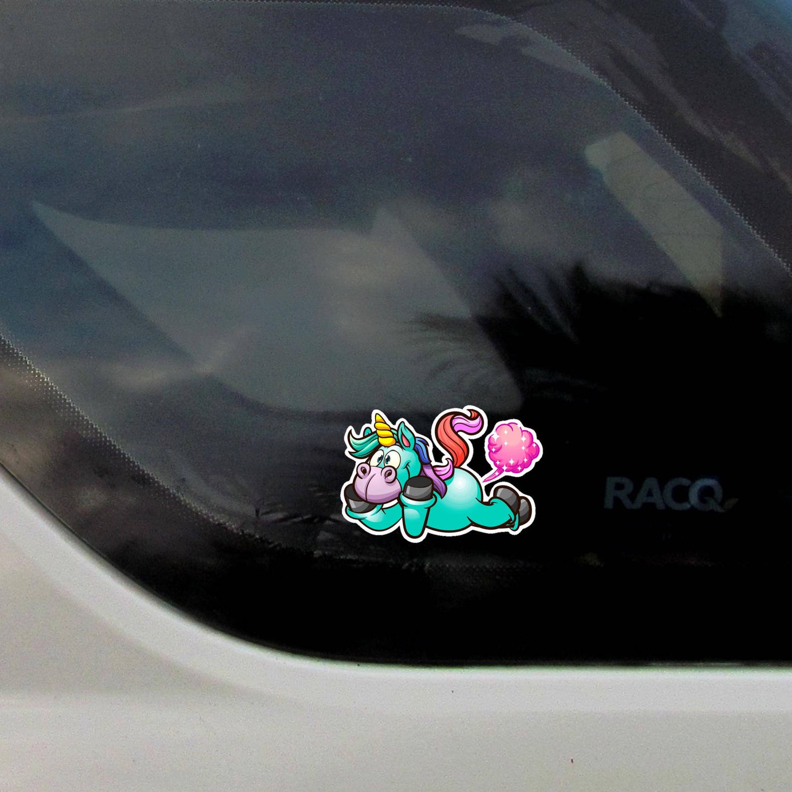 Farting Unicorn Vinyl Sticker Colorful Funny Cartoon Bumpersticker Car ...