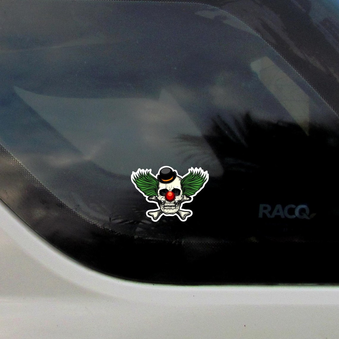 Car Bumper Sticker / Decal Scary Evil Clown Skull With Bowler | Etsy