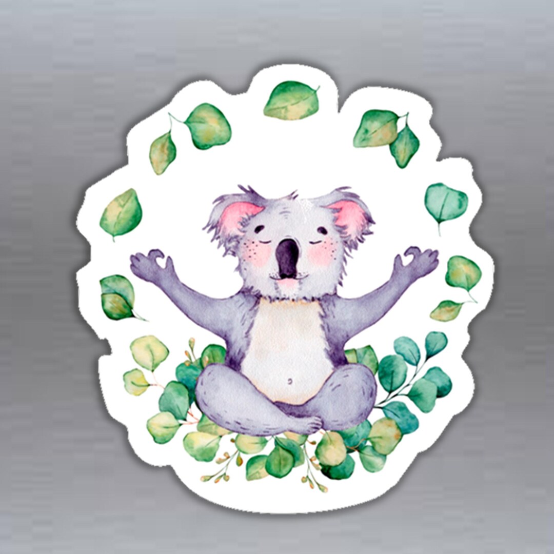 Australian Zen Koala With Eucalyptus Leaves Vinyl Sticker Laptop Car ...