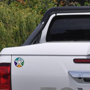 Modern Pentagram Symbol Protection and Earth Elements Car Bumper Vinyl ...