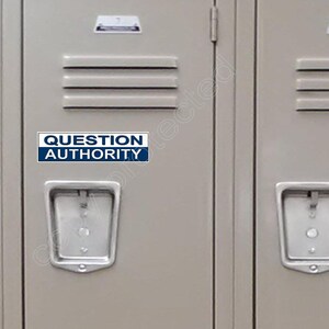 Political Bumper Stickers.question AUTHORITY Vinyl Car Decal in Blue ...