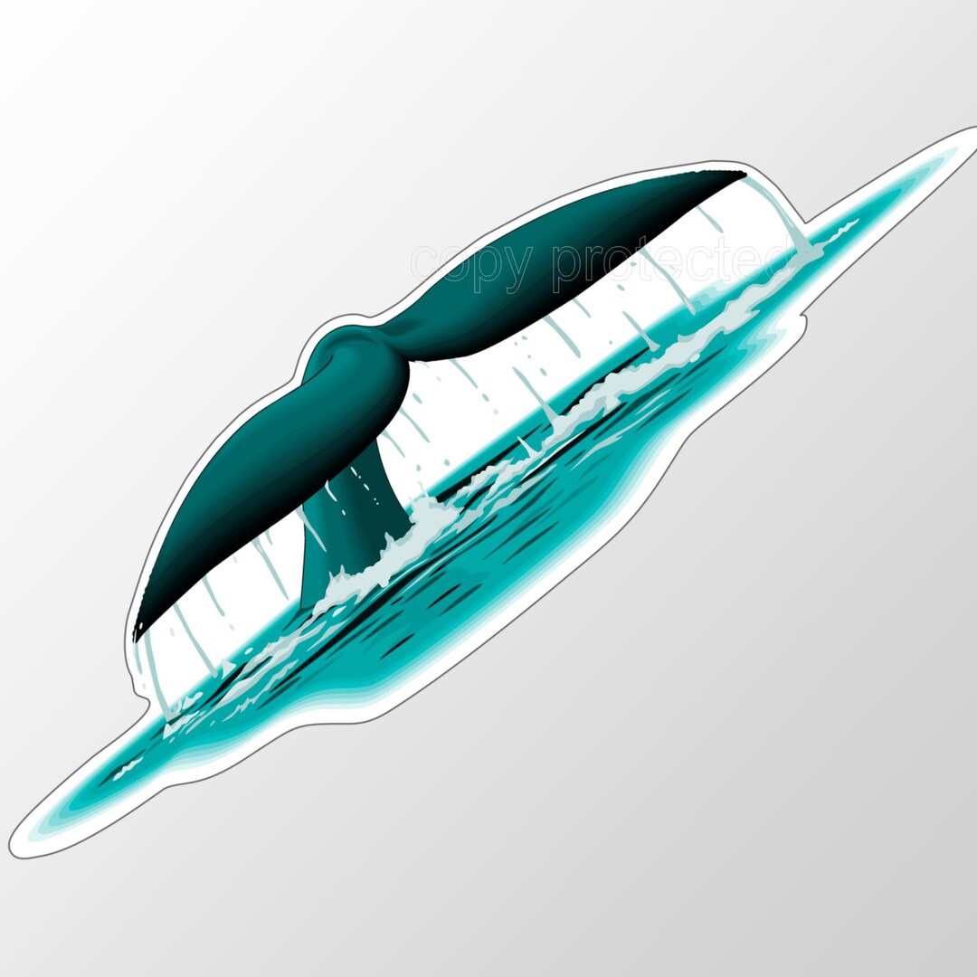 Car Bumper Sticker Whale Tail Breaching in Ocean 120 Mm X 44 Mm Vinyl ...
