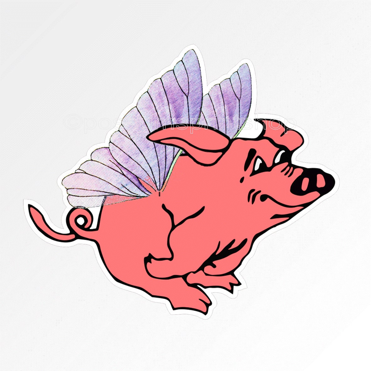 Flying Pig Vinyl Sticker Pink and Purple Laptop Car Notebook - Etsy