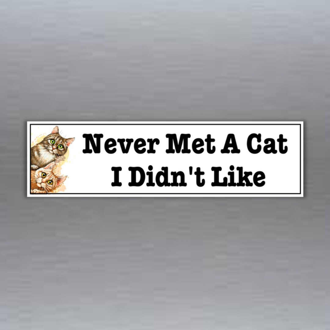 Funny Car Bumper Sticker Never Met a Cat I Didn't Like Cat - Etsy