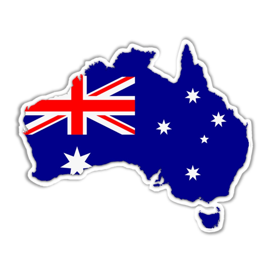 Map of Australia Sticker With Australian Flag . Weather Proof Vinyl ...