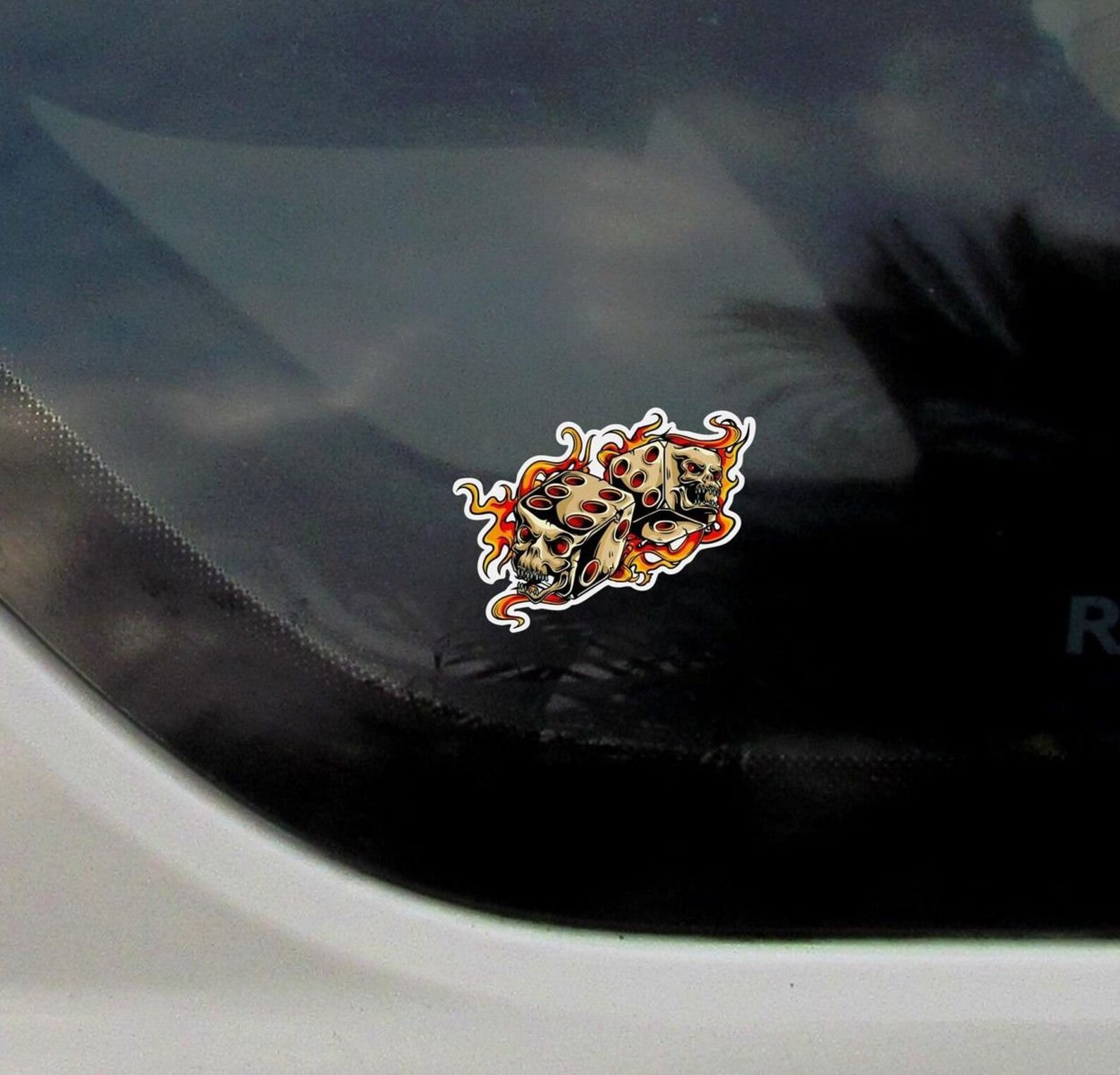 Flaming Skull Dice Lucky Bones Vinyl Sticker Laptop Stickers | Etsy