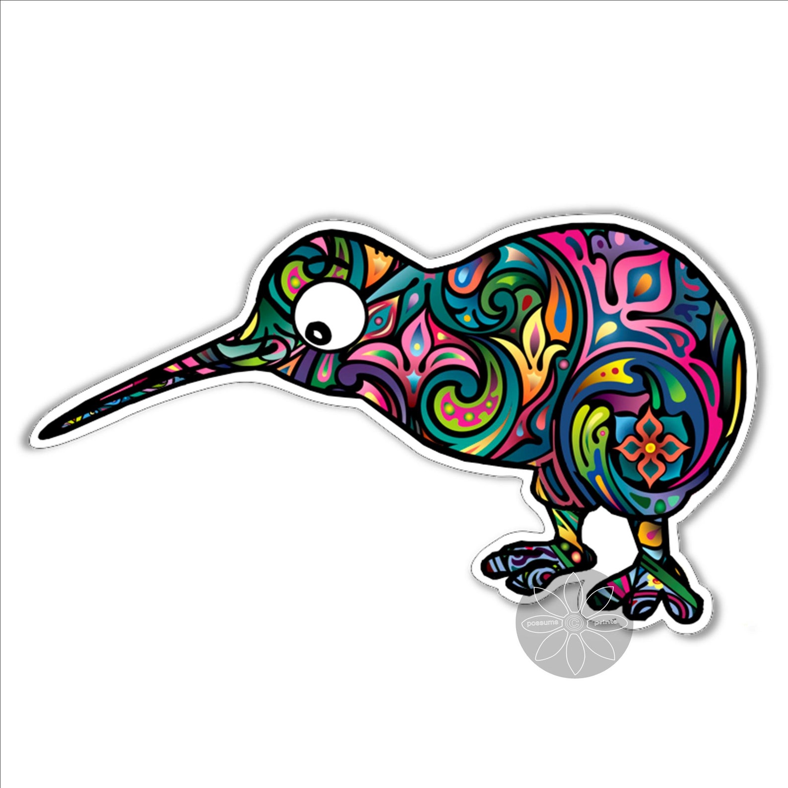 Colorful kiwi bird vinyl sticker New Zealand for car laptop | Etsy