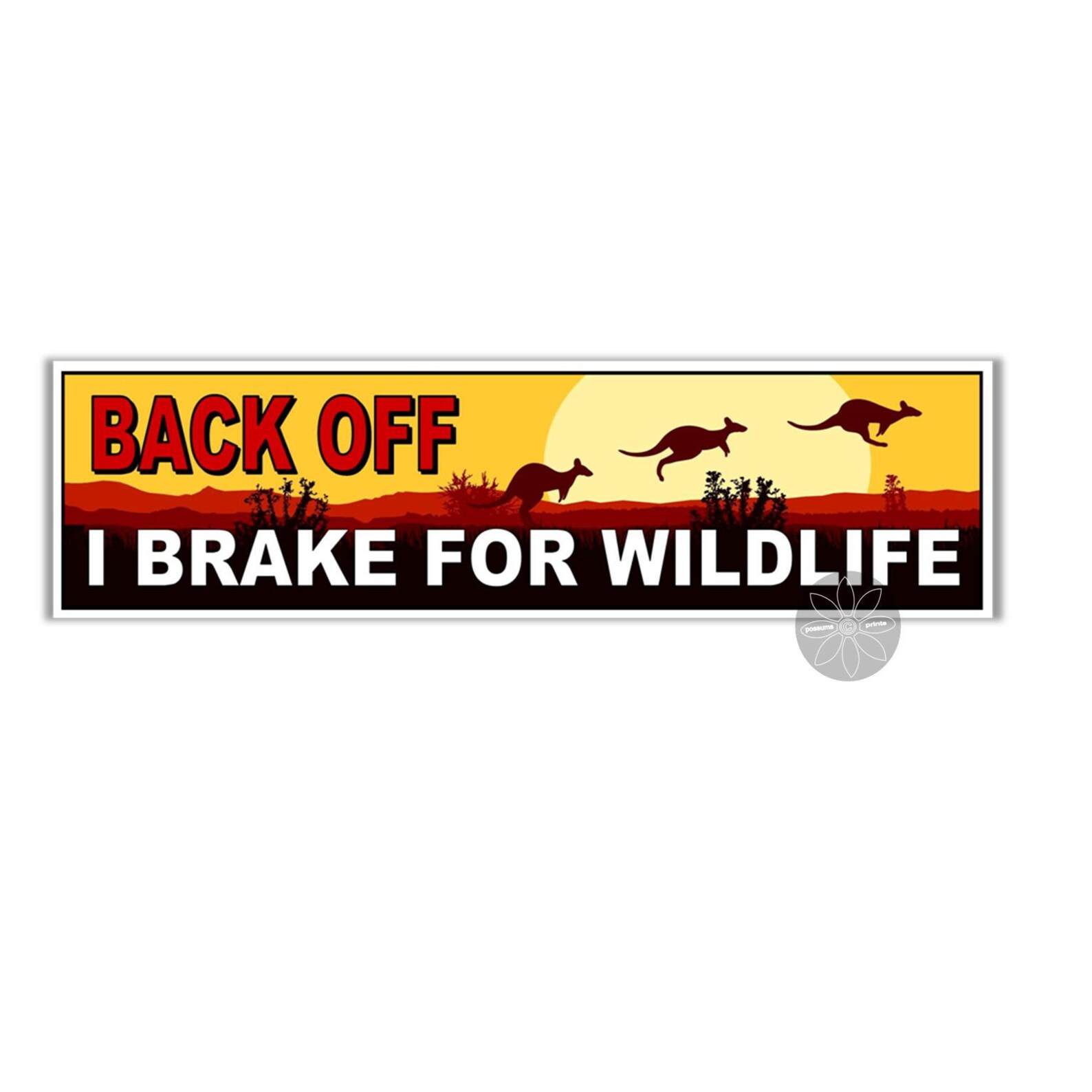 Back off I Brake for Wildlife Australian Kangaroos Vinyl Car Bumper ...