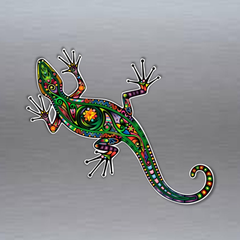 Colorful Gecko / Lizard Vinyl Sticker. for Car Bumper Laptop | Etsy ...