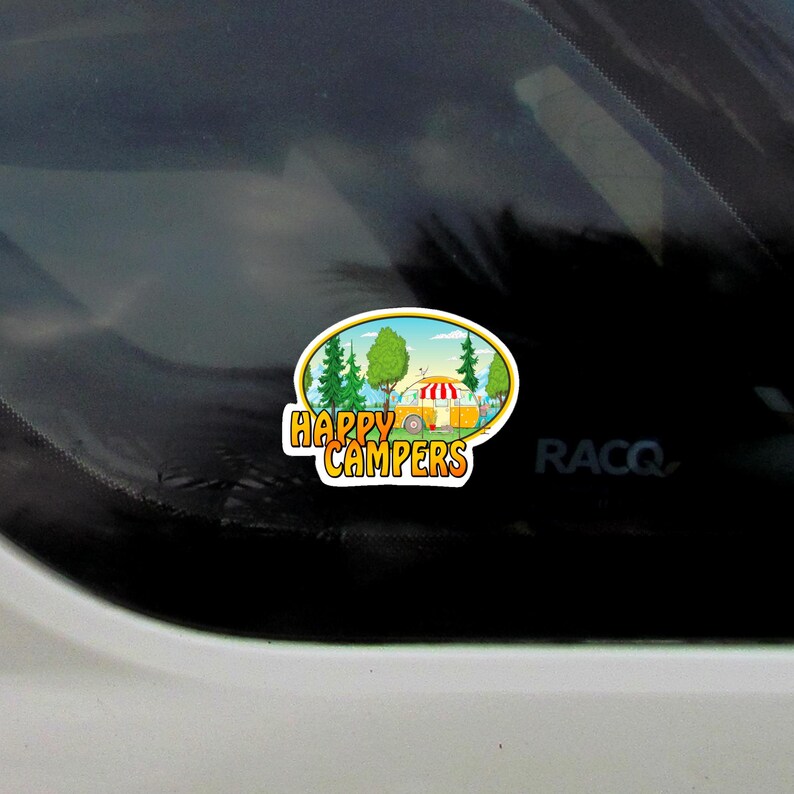 Funny bumper sticker Happy Campers vinyl stickers 110 x 84 mm | Etsy