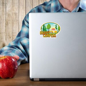 Funny Bumper Sticker Happy Campers Vinyl Stickers 110 X 84 Mm 4.4 X 3.4 ...