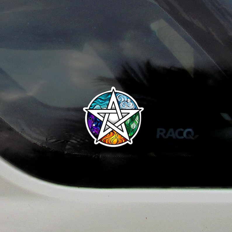 Modern Pentagram Symbol Protection and Earth Elements Car | Etsy