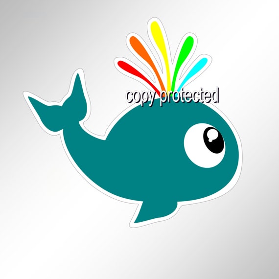 Funny Car Bumper Sticker Happy Little Whale Colourful Spout 95 | Etsy