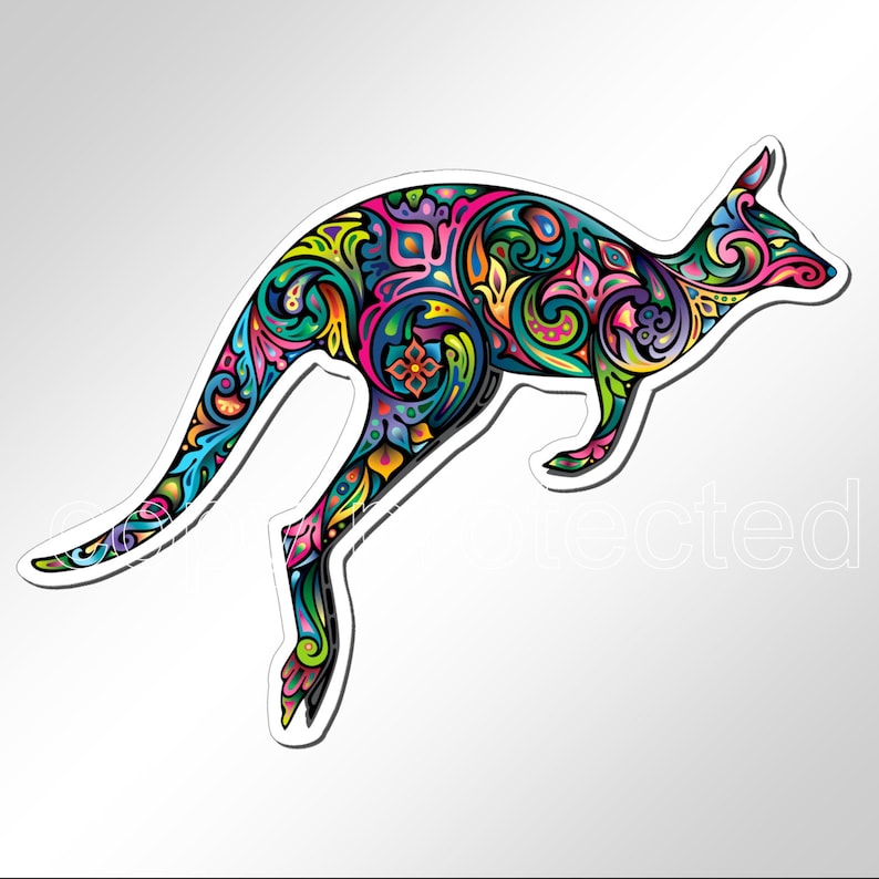 Colorful Australian kangaroo vinyl car bumper sticker. | Etsy