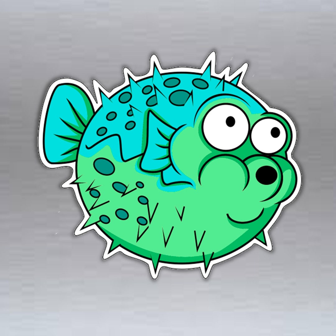 Blue Green Puffer Fish Vinyl Sticker for Car Laptop - Etsy