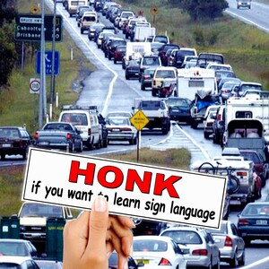 Funny Car Bumper Sticker. HONK If You Want to Learn Sign Language 200 X ...